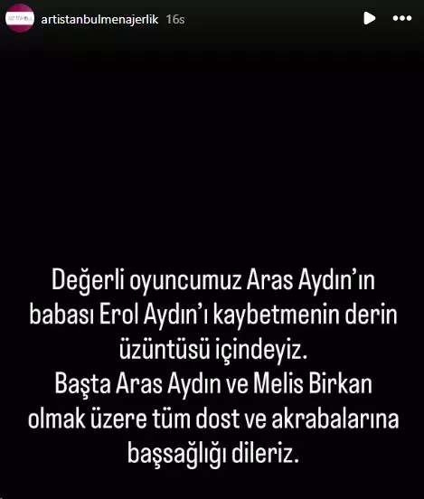 Ünlü oyuncu Aras Aydın'ın babası vefat etti - ElmaliHaber.com.tr